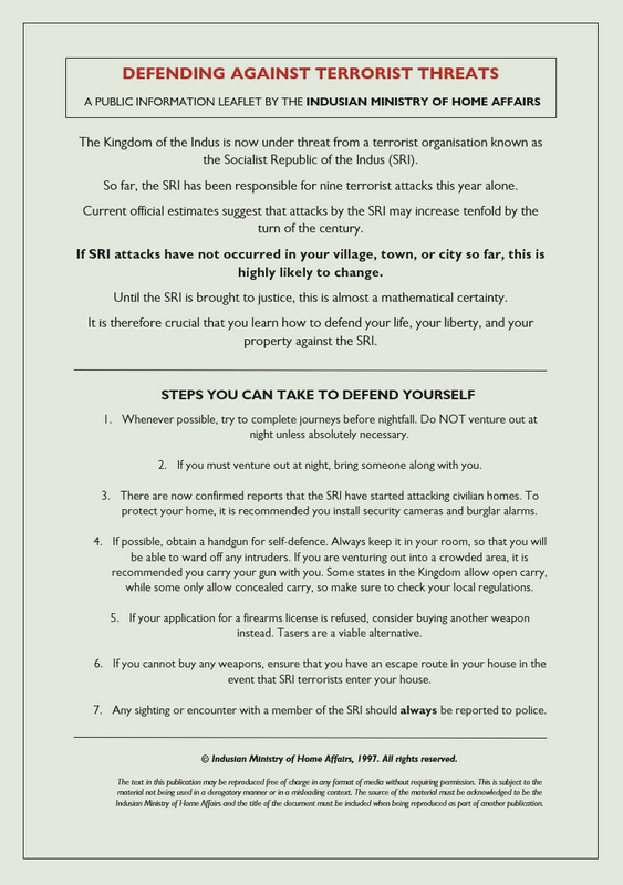 NationStates | Dispatch | Indusian Ministry of Home Affairs (1997 ...