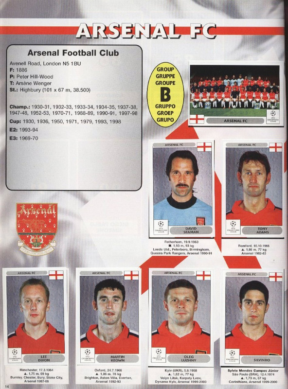 Album UEFA Champions League 2000 2001 Panini 16 — Postimages