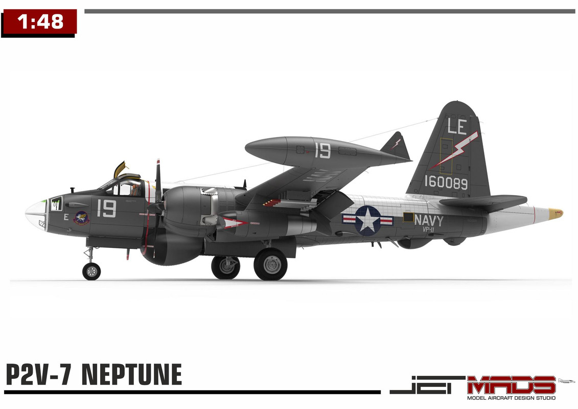 1/48 - Lockheed P2V-7 Neptune resin kit by Jetmads - 3D renders+decals+box art - release in 2025 ...