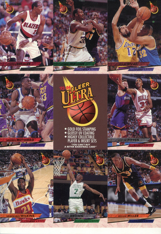 1993 94 Ultra Promotional Panel NNO Dominique Wilkins Dee Brown Scottie Pippen Dikembe Mutombo ...