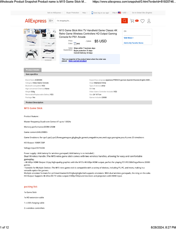 M15 Game Stick Mini TV Handheld Game Classic Retro INFO PDF compressed — Postimages