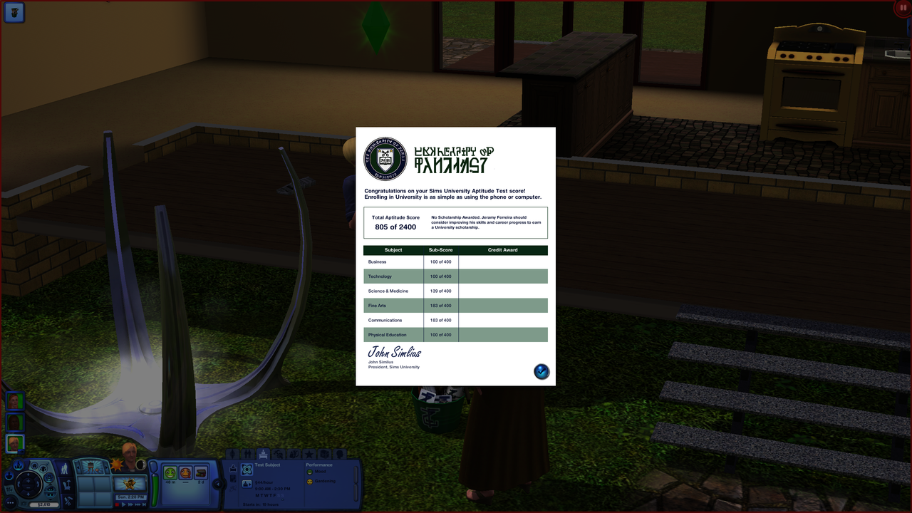 Mod The Sims - Aptitude test scoring very low