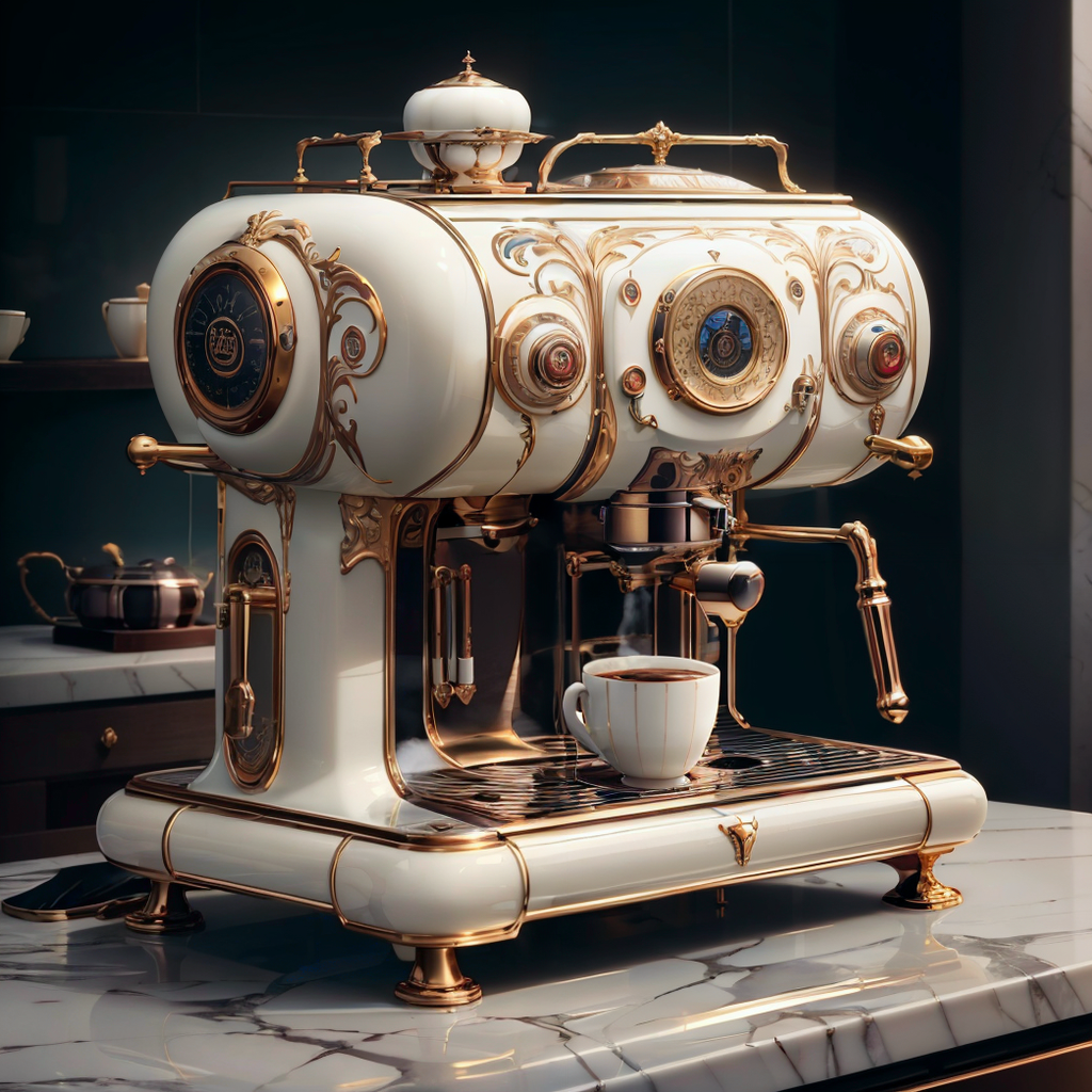 00003 2255897169 lora Ivory Gold AIv2 9 Ivory Gold AI coffee machine on kitchen counter ...