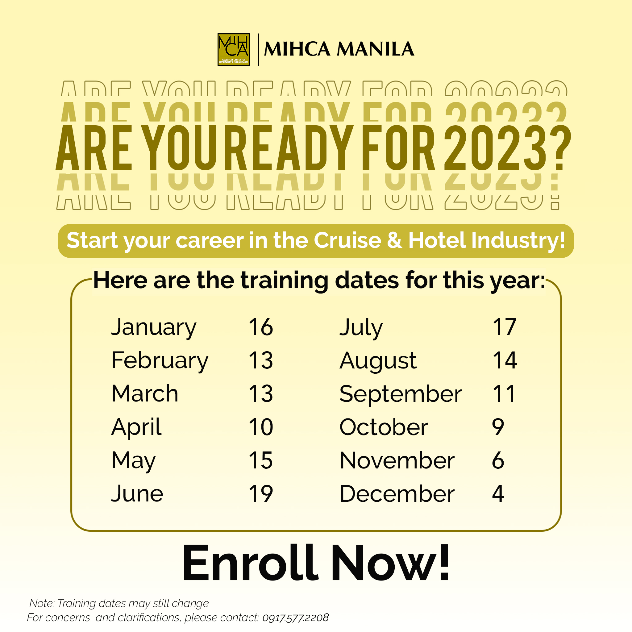 2023 training dates — Postimages