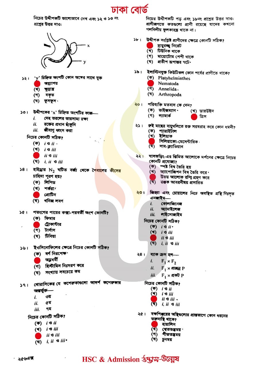 HSC Biology 2nd Paper MCQ Questions and Answers 2023 PDF Download All Board - Lekhapora BD