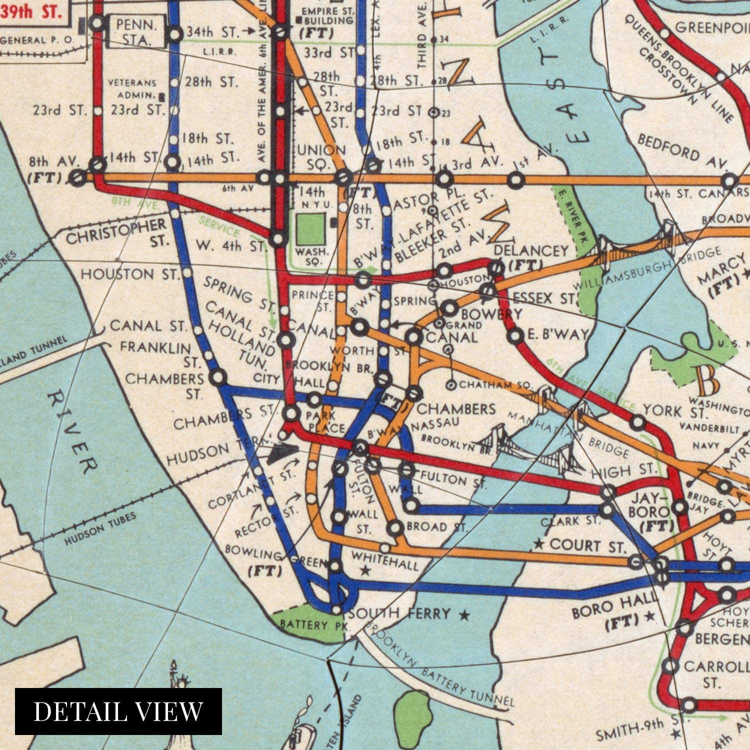 1954 New York City Subway Map Poster - Vintage City of New York Wall ...