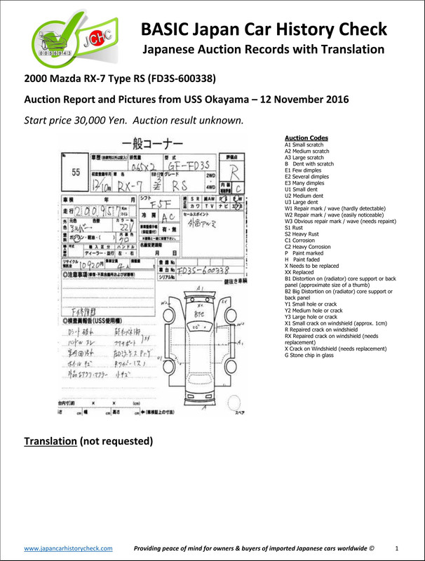 Japan Car History Basic Report 2000 Mazda RX 7 — Postimages