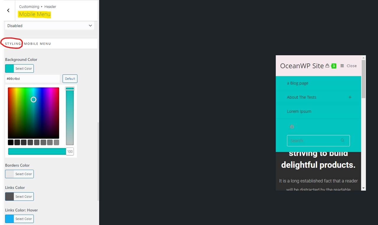 Tablet Menu won’t change background color from white | WordPress.org