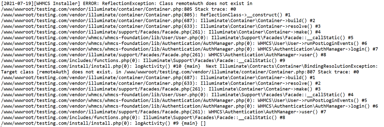 WHMCS update error - aaPanel - Free Hosting control panel. One-click LAMP/LEMP.