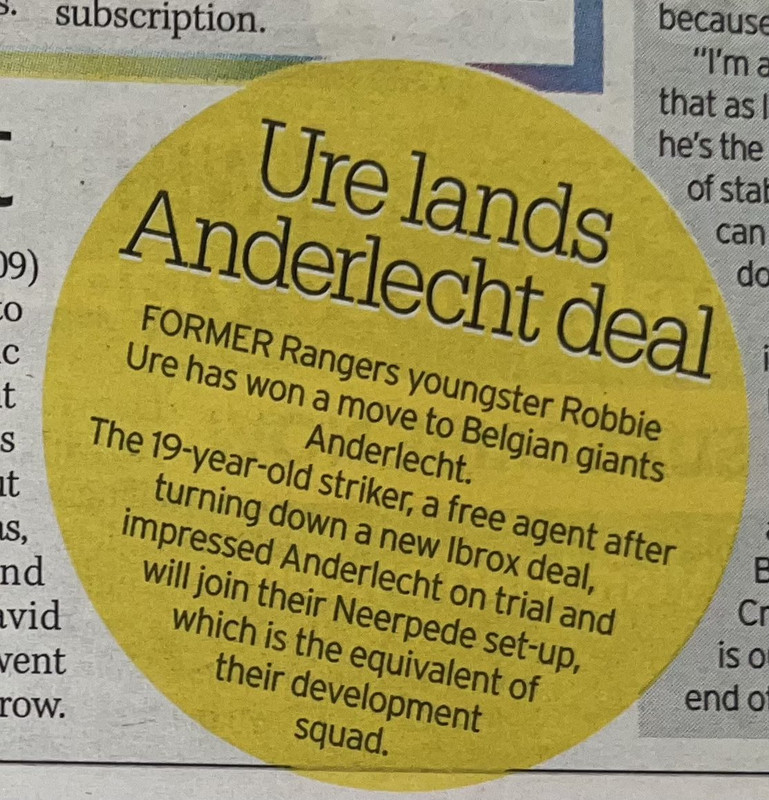 Robbie Ure lands Anderlecht deal | FollowFollow.com