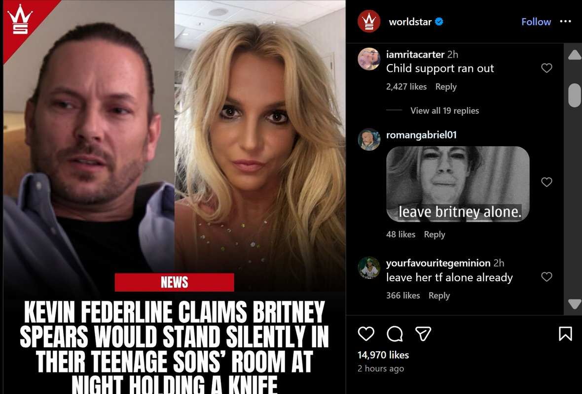 Worldstar (45 million reach) posts about Britney wielding knife as per ...
