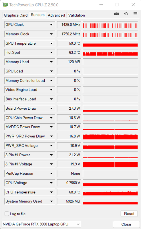 GPU Clock and Memory Clock jumsp up to 1425MHz and 1750MHz for half a ...
