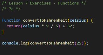 Lesson 7 : Functions