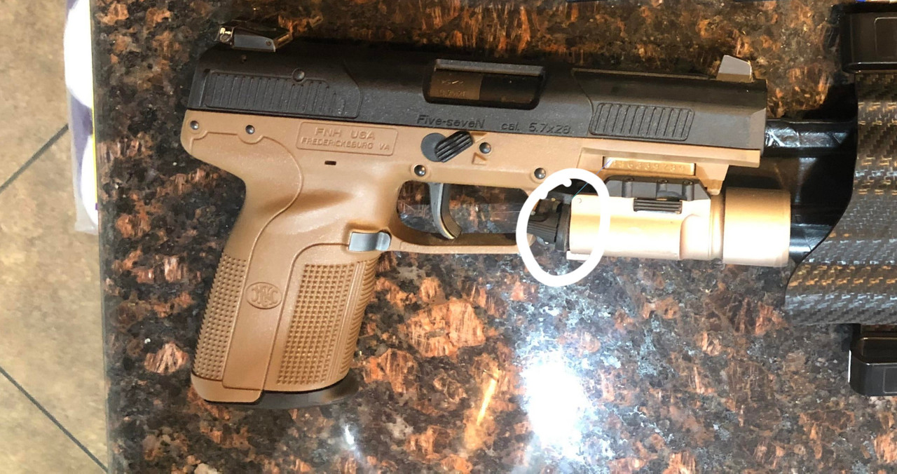 FDE FN5.7. All stock so far. My EDC. Surefire light : r/guns