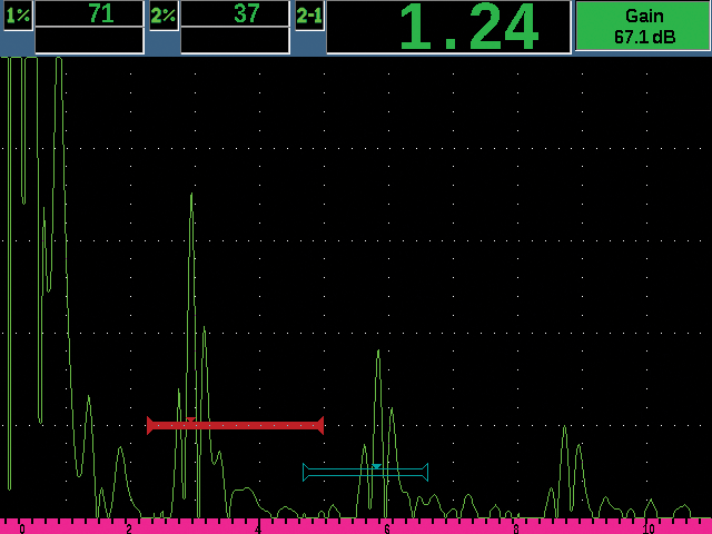 Olympus EPOCH 650 screen depicting echo to echo gate tracking — Postimages