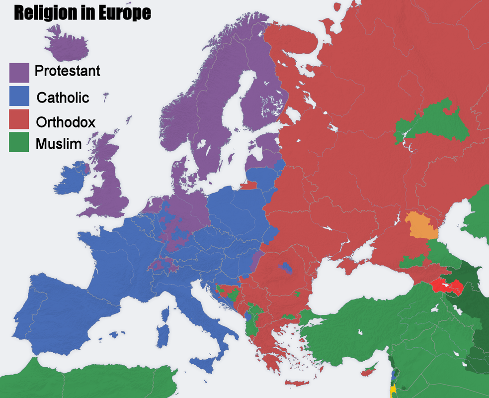 Europe religion map (1950) — Postimages