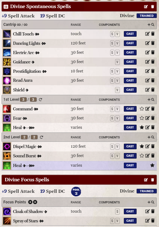 How does this spell list look for a lvl 3 Cosmos Oracle? : r/Pathfinder2e