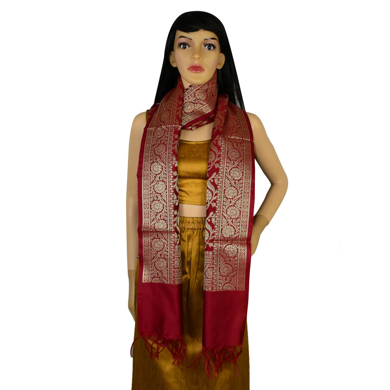 Woven Design Banarsi Silk Dupatta Scarves Wrap Ethnic Shawls For Ladies ...