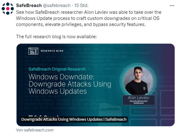 Schwachstelle in Windows Update ermöglicht Downgrade-Angriffe (August ...