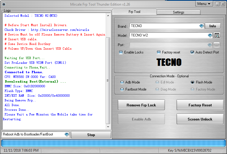 Tecno w2 frp done by miracle frp tool v1.26 - GSM-Forum