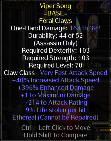 Feral Claws Eth 40ias Cruel Claws - Topic - d2jsp