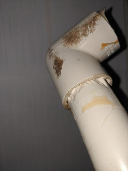 PVC elbow failure close up examination