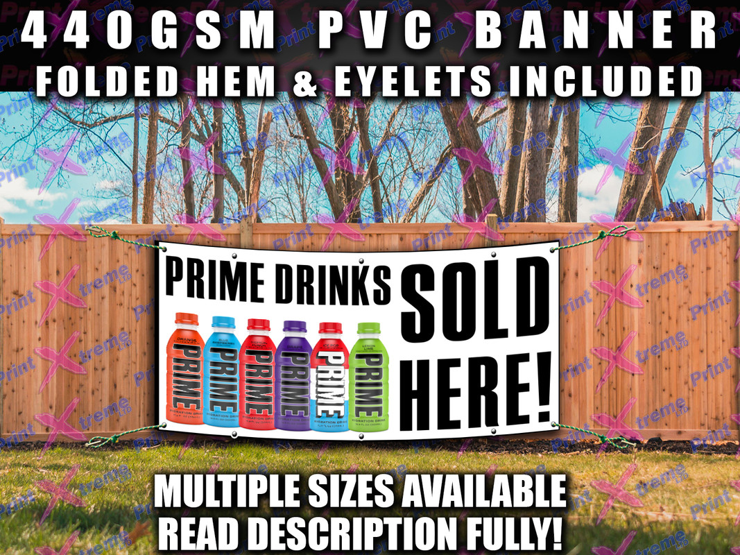 PRIME DRINKS SOLD HERE BANNER SIGN Indoor Outdoor SHOP CAFE RESTAURANT ...