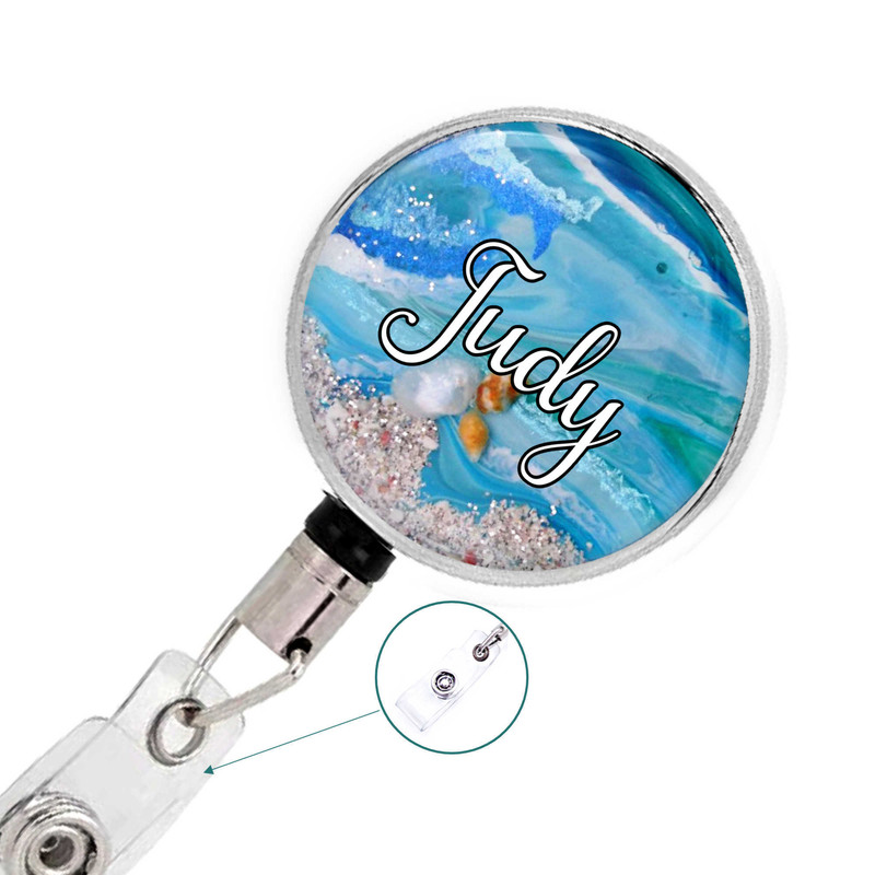 Id badge holder, custom name pediatric nurse badge reel gift