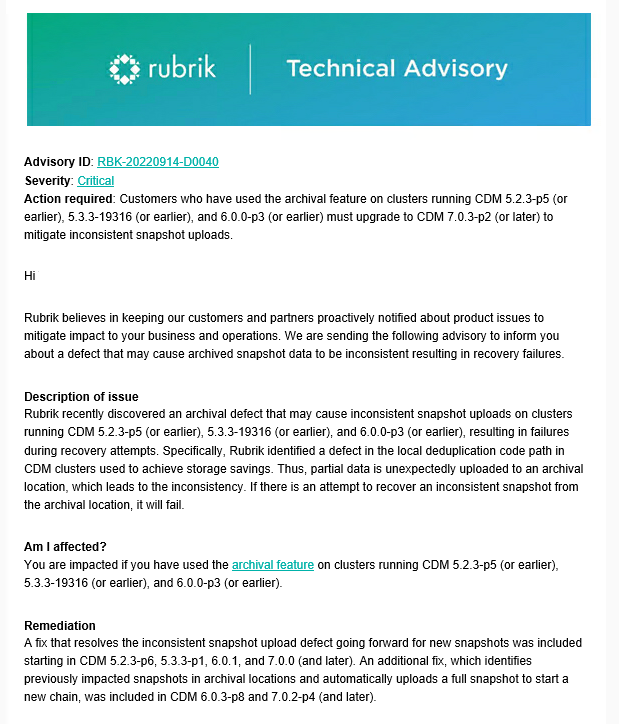 Thinking about Rubrik as a backup solution? Don't. : r/sysadmin