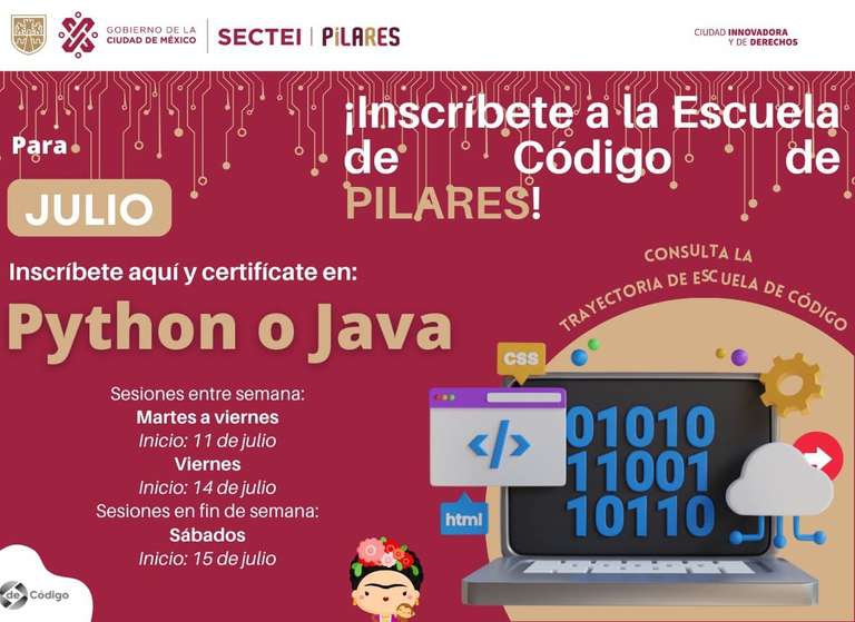 Certificado Pilares CDMX GRATIS en Python o Java