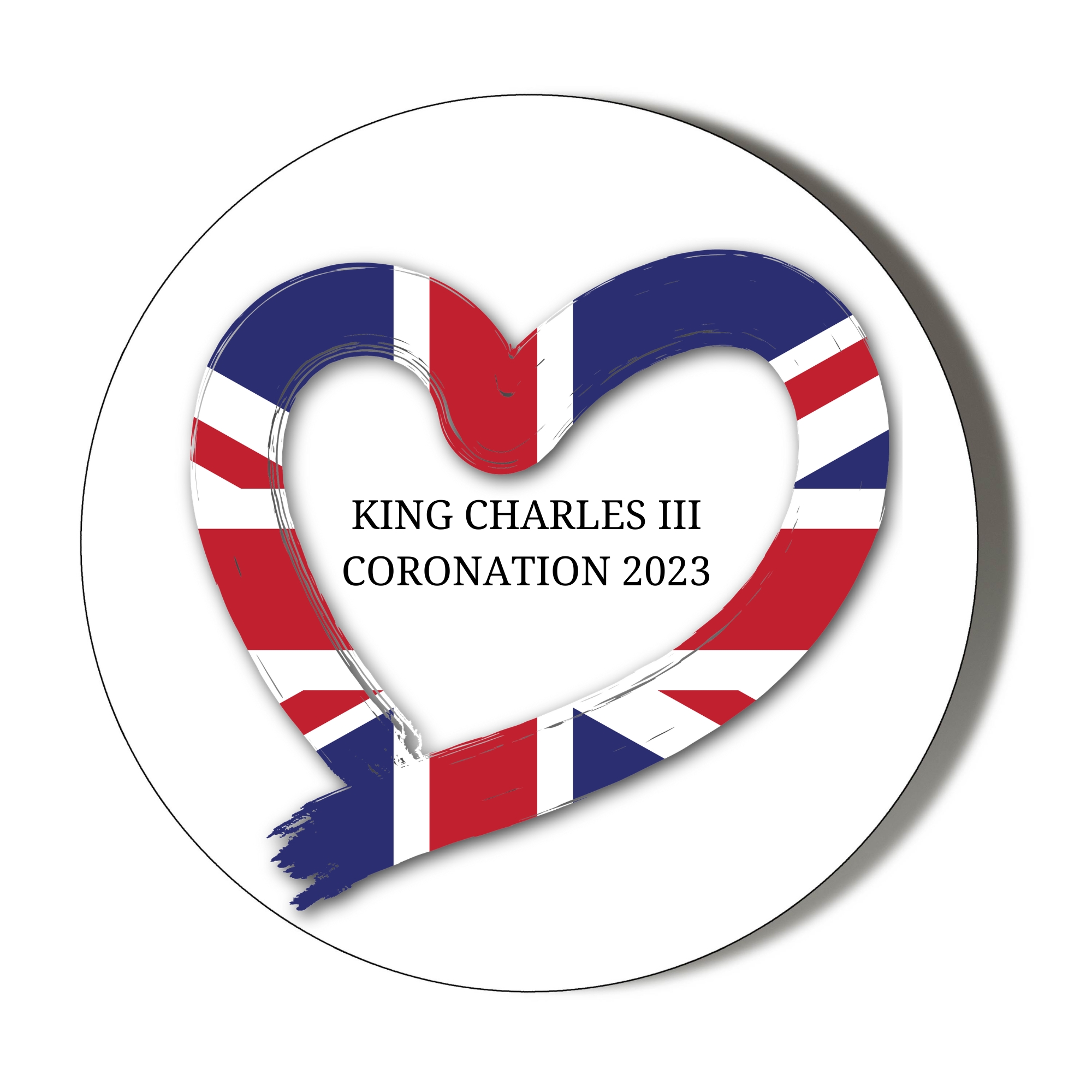 KING CHARLES III CORONATION POP ART UNION JACK HEART BADGE — Postimages
