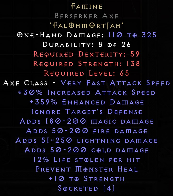 Almost Perfect Famine Beserker Axe - Topic - d2jsp