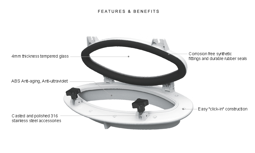 SEAFLO OVAL BOAT / YACHT MARINE PORTHOLE WINDOW HATCH SFPP1-03 portlight