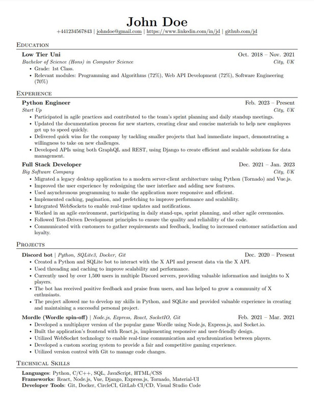 anonymised CV — Postimages