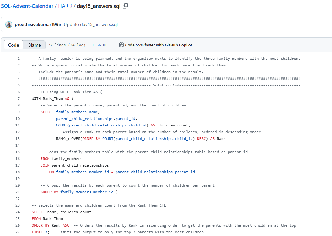 PreeThi Sivakumar | SQL Advent Calendar 2024