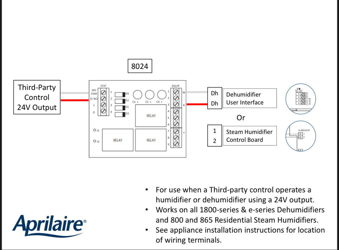 Wiring Aprilaire 800 with Ecobee to control humidity with one extra ...