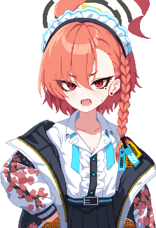 1girl, neru (blue archive), {{{{pixel art}}}}, flat colors, best ...