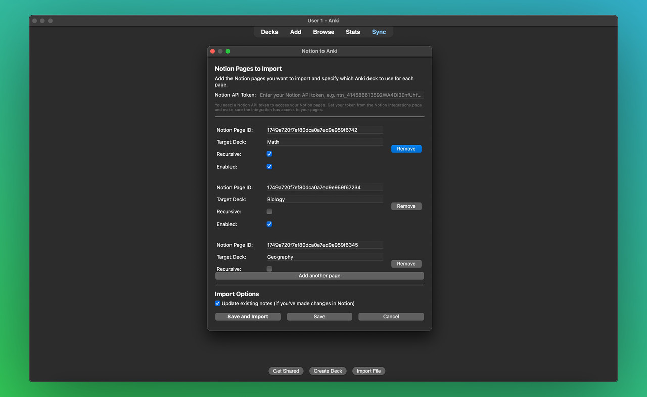 Image of GUI for configuring import