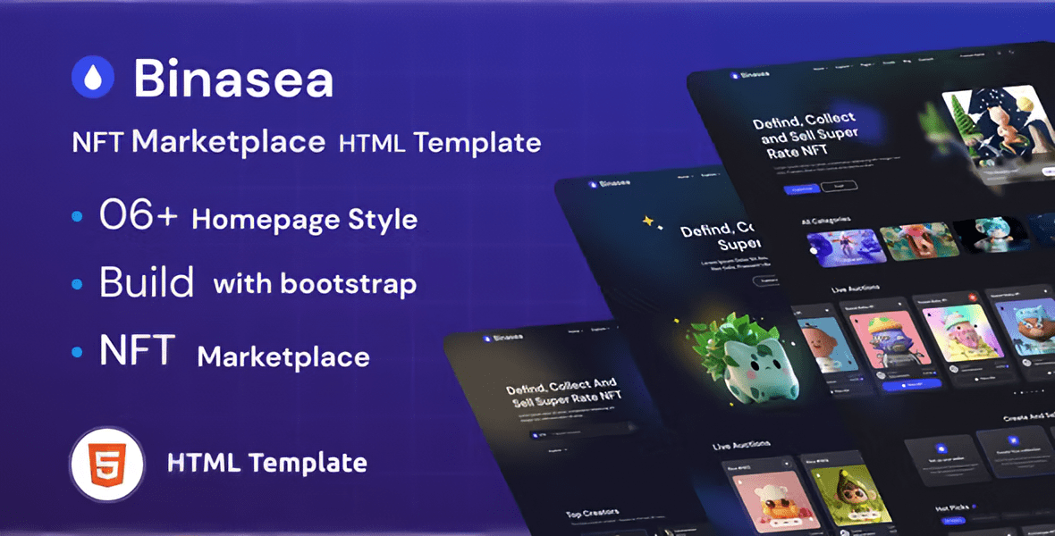 Binasea - NFT Marketplace HTML Template – Bliter GPL