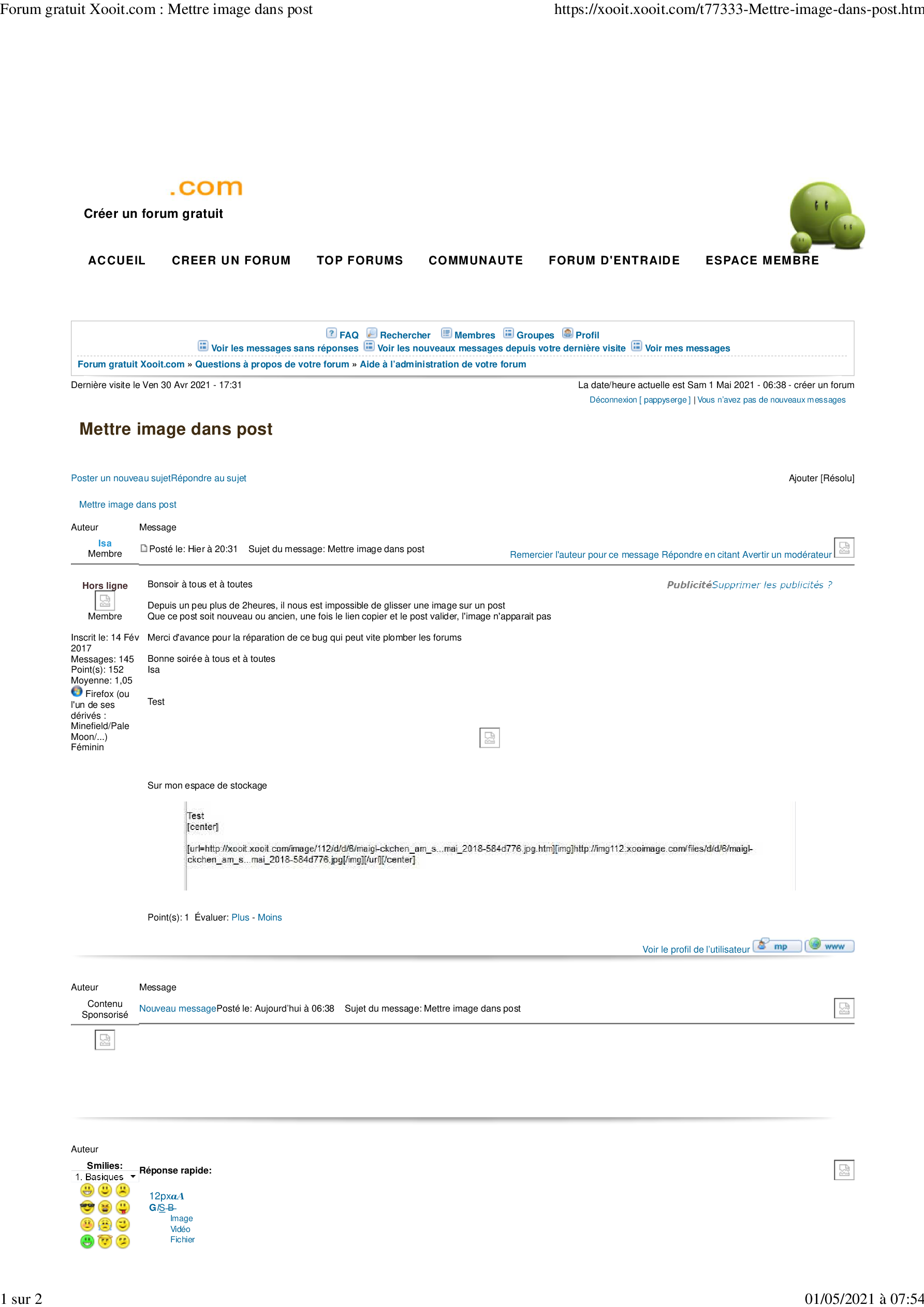 Forum gratuit Xooit com Mettre image dans post — Postimages