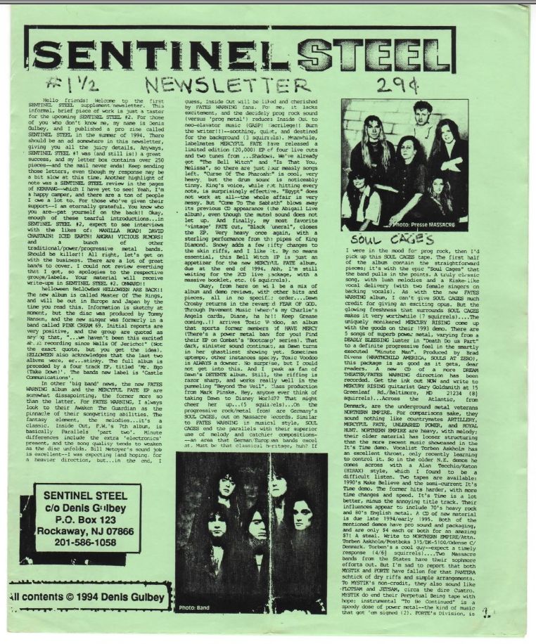 Sentinel Steel #1, #1.5, #2 (1994-1995) [US Zine] • Heavy Metal ...