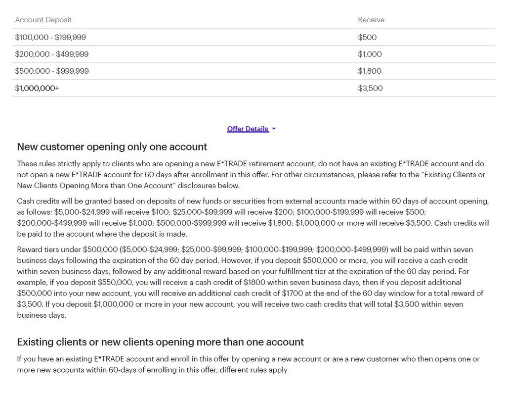 E*Trade: Up To $1,000 Brokerage Bonus ($1,000-$2,000,000 Required ...