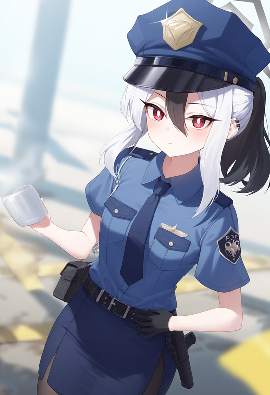 depth of field, 1girl, [kayoko (blue archive)], blue archive, {{{{police uniform s 3425305512 ...