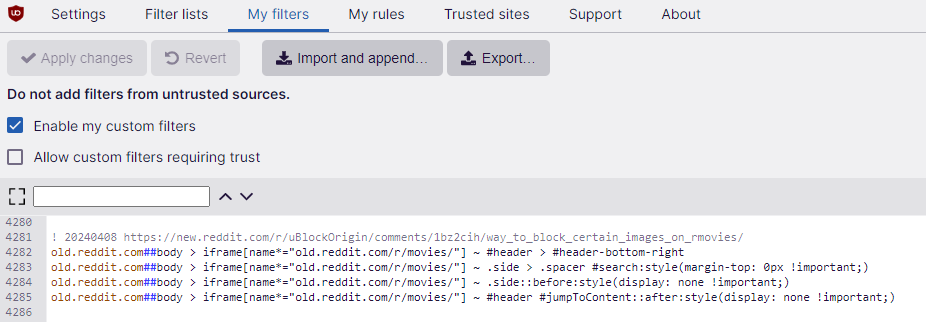 Way to block certain images on r/movies? : r/uBlockOrigin