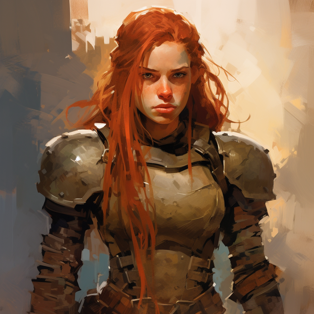 giobbito Red haired dwarf woman fantasy character with shoulder ...