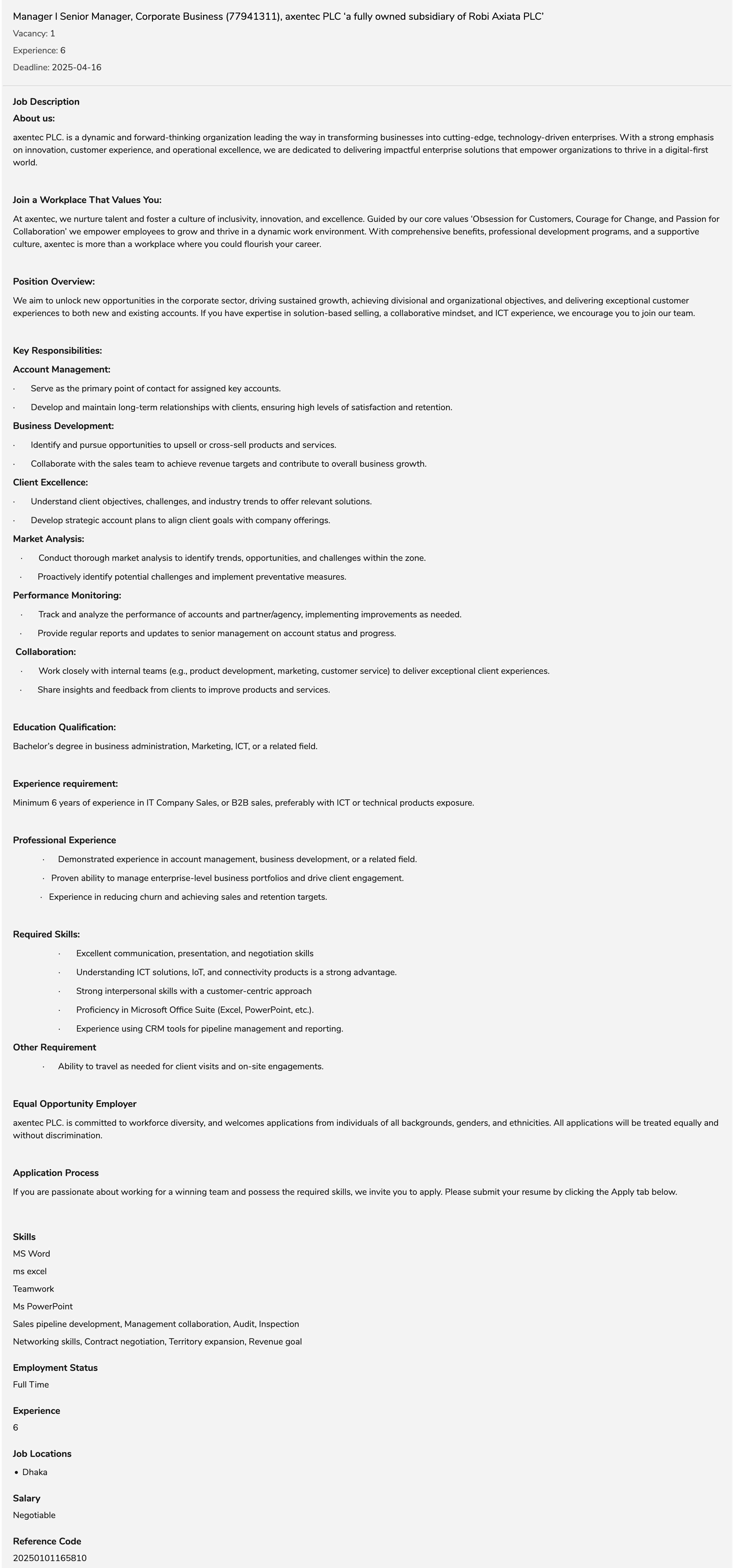 Robi Axiata Limited job circular 2025 - Lekhapora BD Jobs