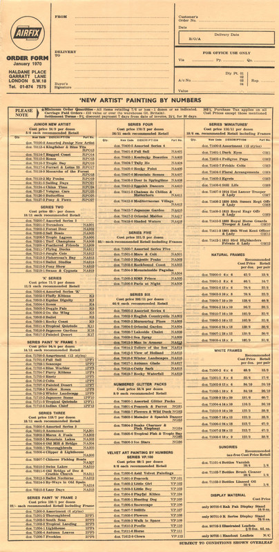 Airfix Order Form January 1970 New Artist 1 — Postimages
