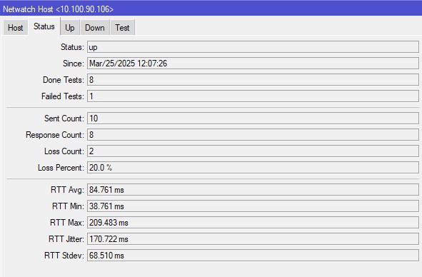 Netwatch: How to avoid receiving continuous up and down emails - General - MikroTik community forum