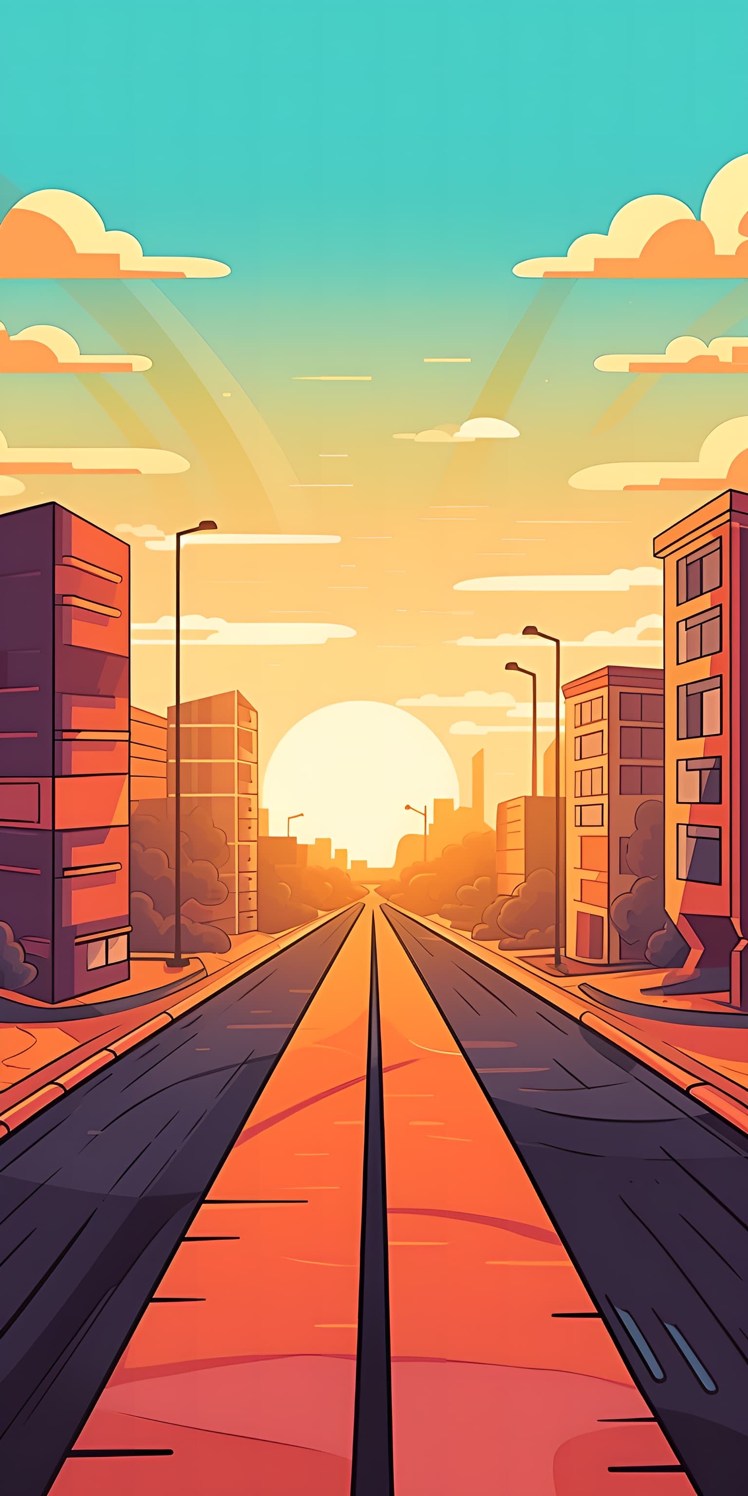 city sunset mobile wallpaper — Postimages