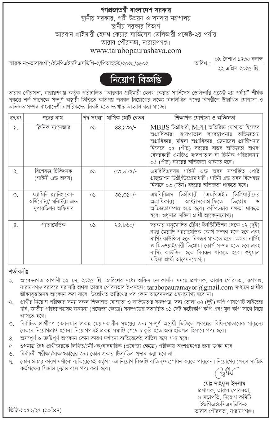 Local Government LGD job circular 2025 www.lgd.gov.bd circular